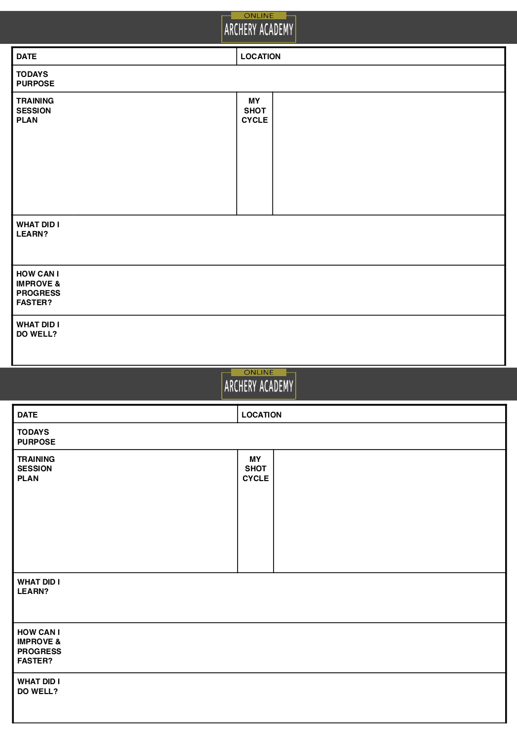 Archery Score Sheet PDF's - Printable Score Cards for Free