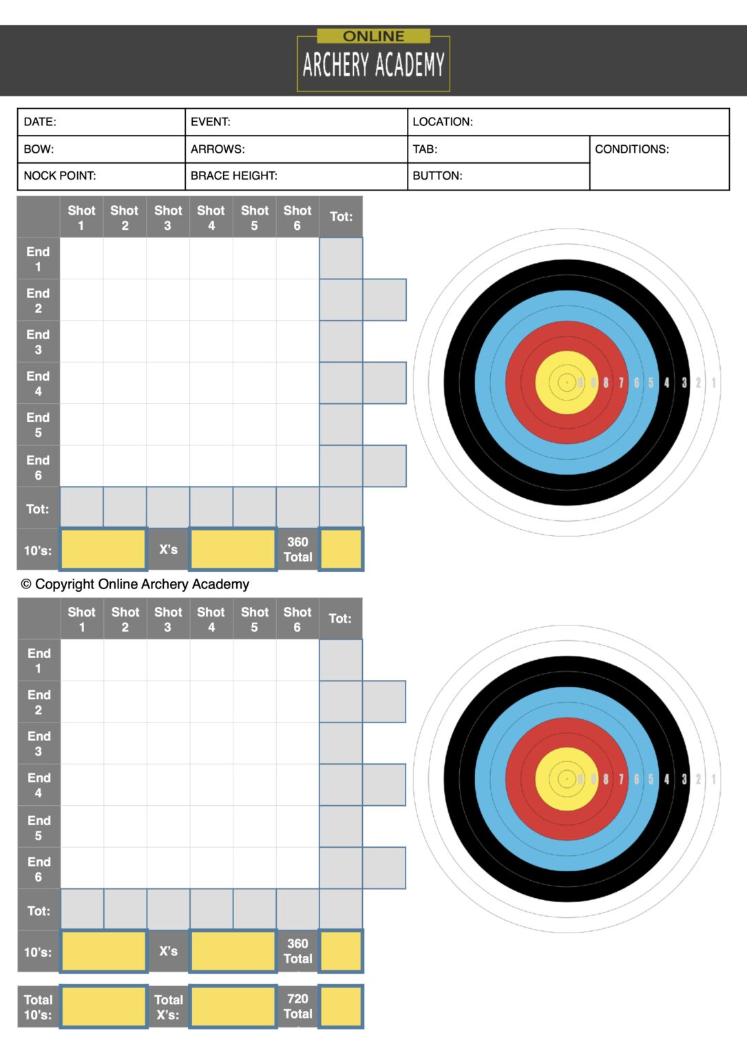 Archery Score Sheet PDF's - Printable Score Cards for Free