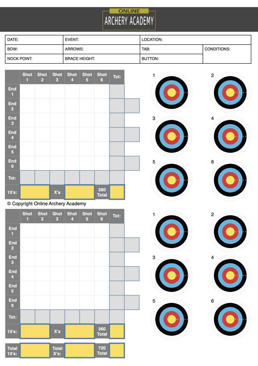 Archery Score Sheet PDF's - Printable Score Cards for Free