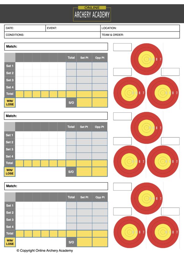 Archery Score Sheet PDF's - Printable Score Cards for Free